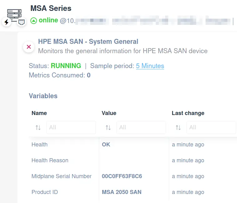 Domotz HPE MSA SAN Monitoring